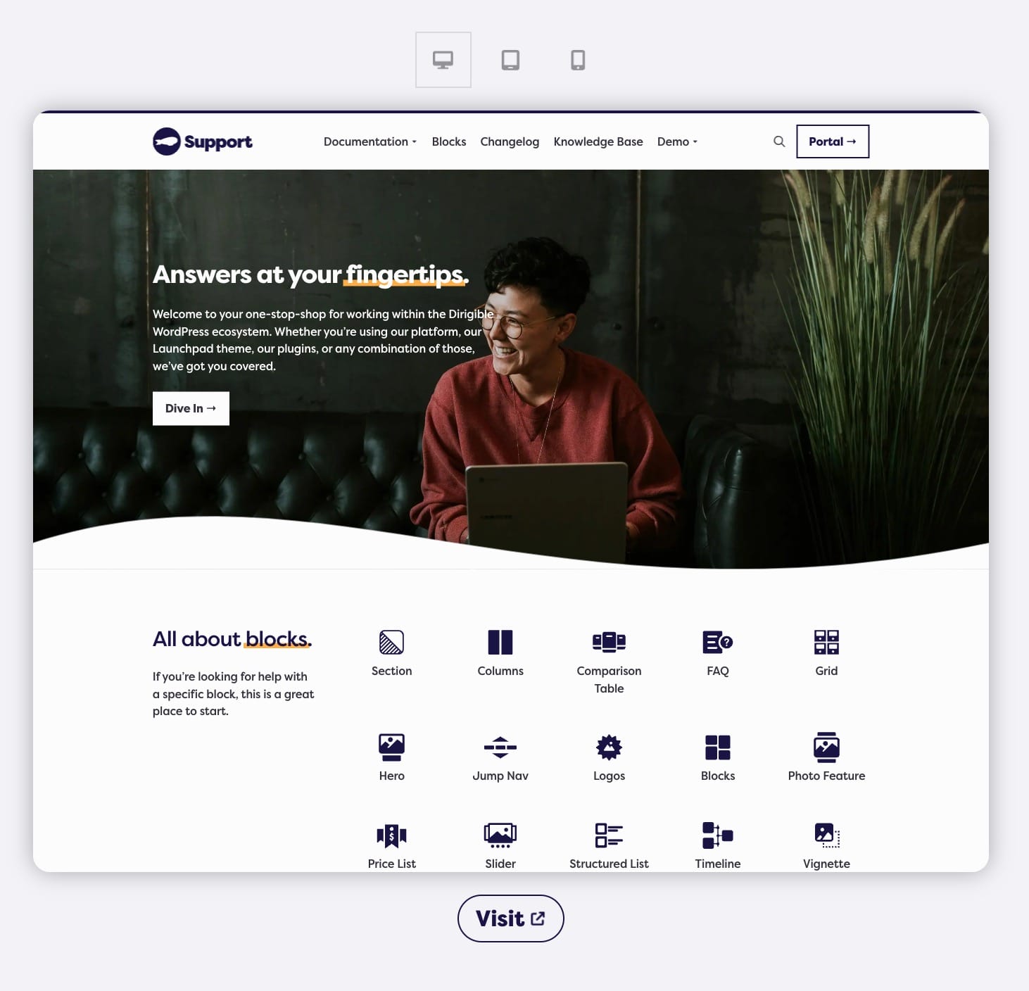 Site Preview | Dirigible Support